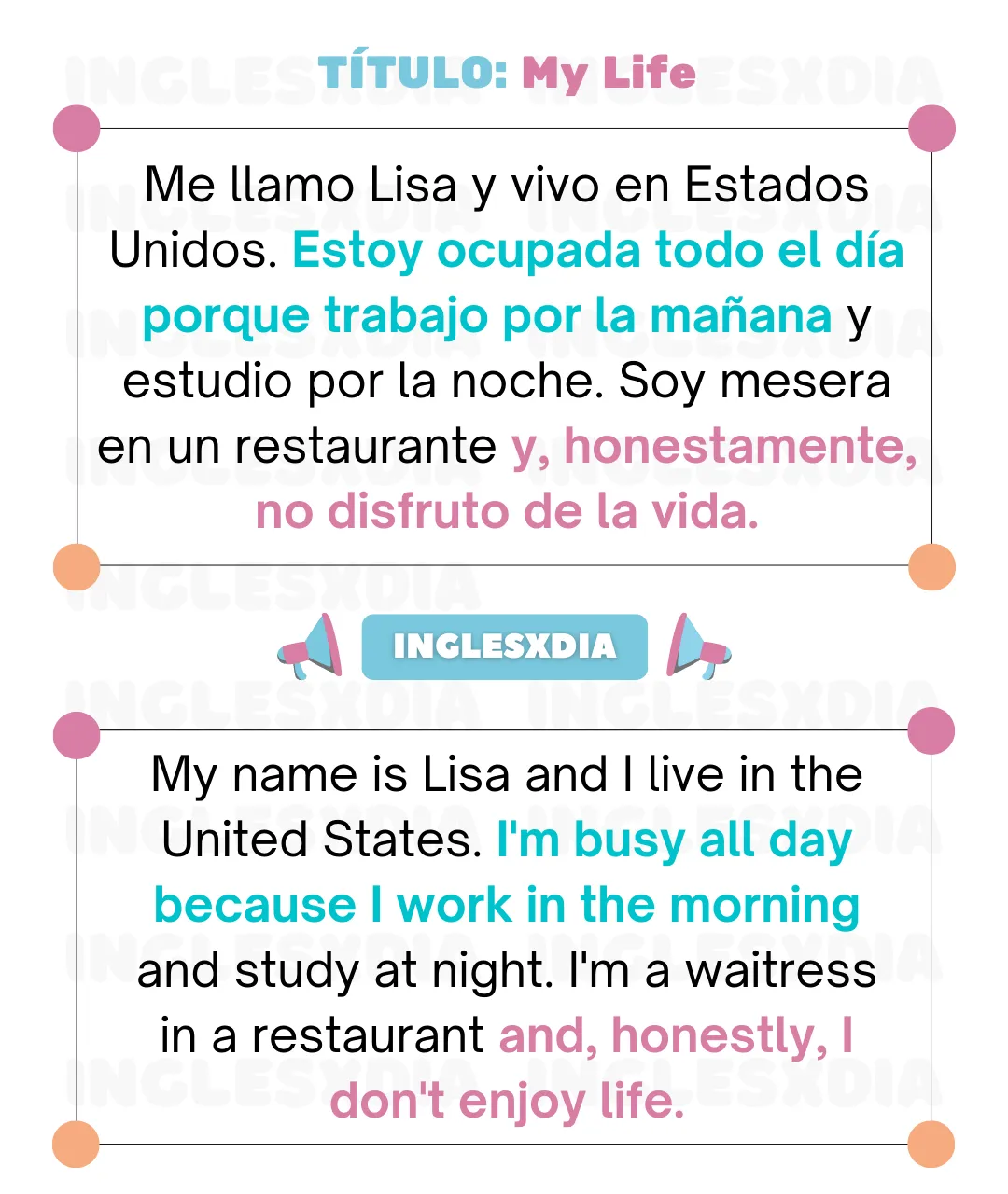 Curso de inglés en línea: Lectura corta · My Life